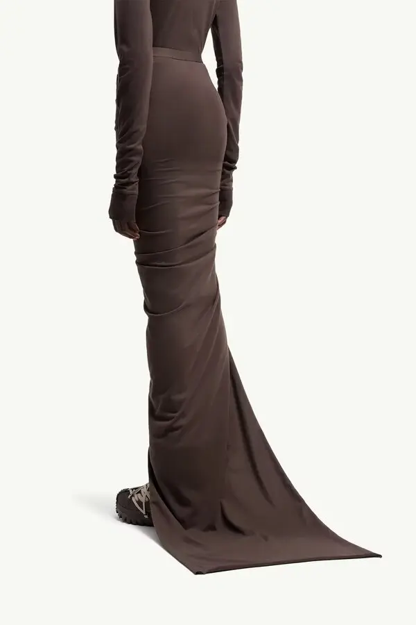 Moncler Rick Owens Cotton Maxi Skirt With Drawstring Detail