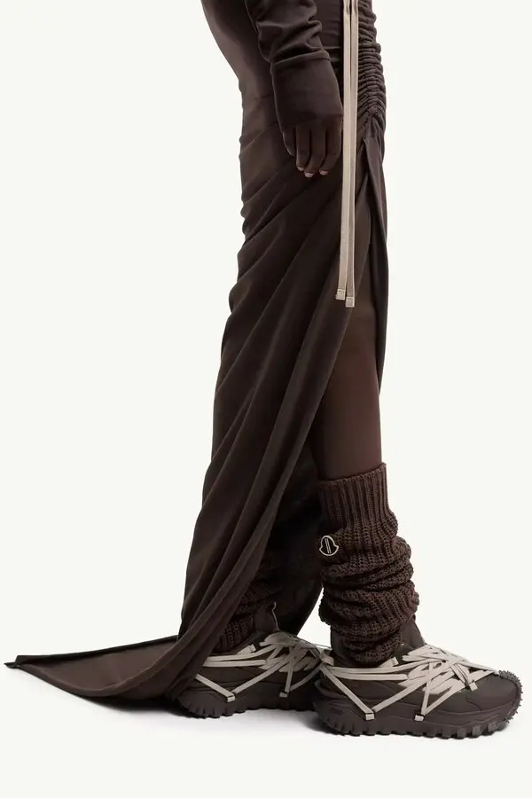 Moncler Rick Owens Cotton Maxi Skirt With Drawstring Detail