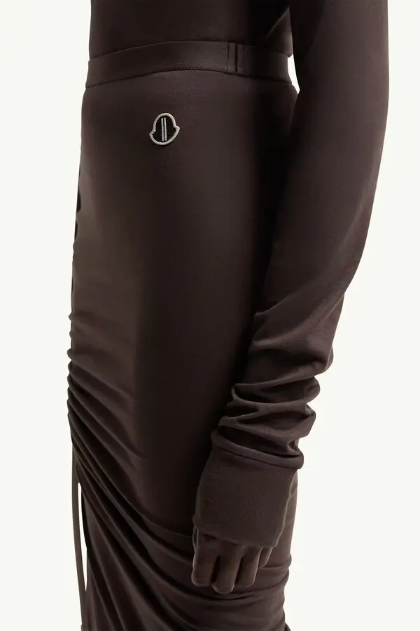 Moncler Rick Owens Cotton Maxi Skirt With Drawstring Detail
