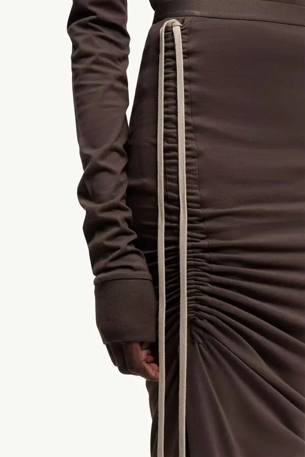 Moncler Rick Owens Cotton Maxi Skirt With Drawstring Detail