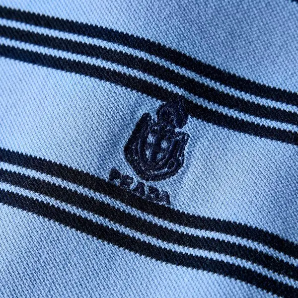 Prada Horizontal Striped Pique Polo Shirt