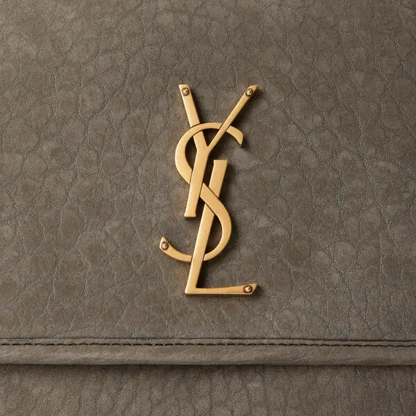 Saint Laurent Suede Shoulder Bag With Chain Strap - Grey