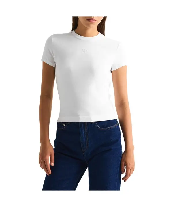 Dolce & Gabbana Embossed Cropped Fitted Short-sleeve Top