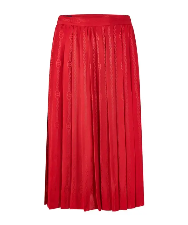 Gucci Ull-length Pleated Midi Skirt - Red
