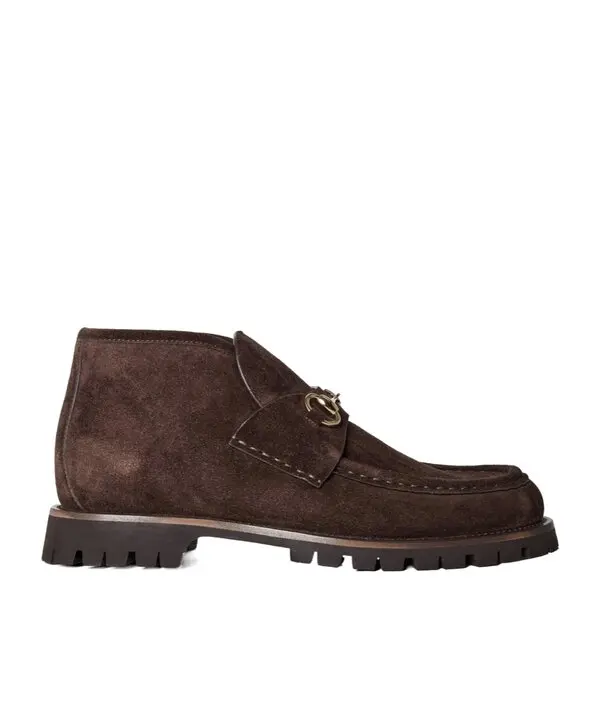 Gucci Horsebit Detail Suede Ankle Boots