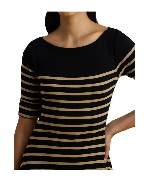 Ralph Lauren Boat-neck Jersey Midi Dress With 3/4 Sleeves