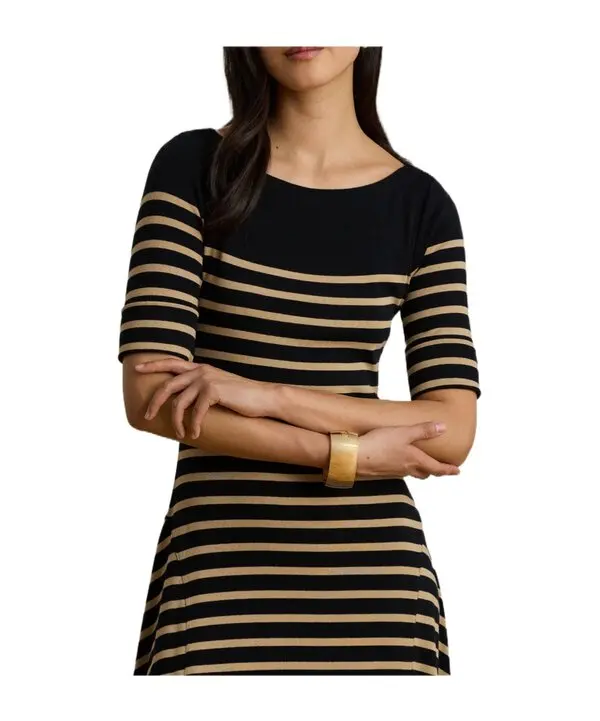 Ralph Lauren Boat-neck Jersey Midi Dress With 3/4 Sleeves