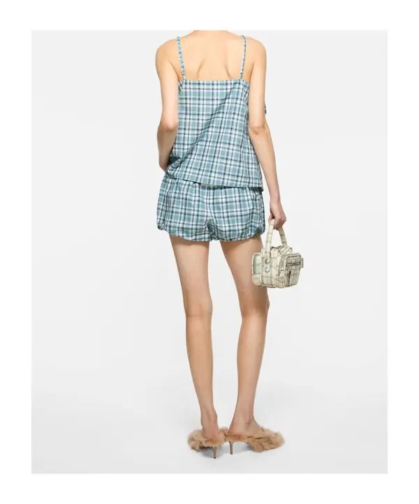 Acne Studios Sleeveless Bow Detail Checked Top - Blue/white