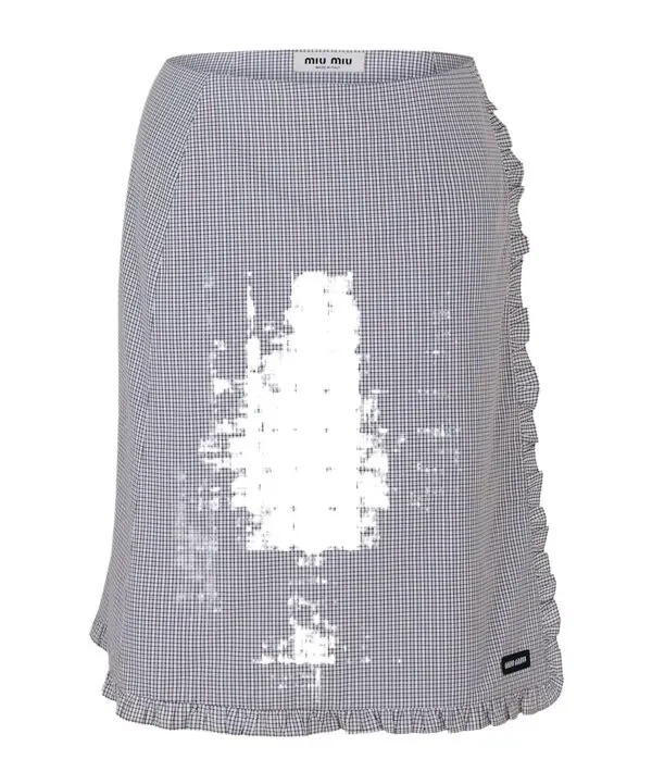 Miu Miu Plaid Midi Skirt - Gray