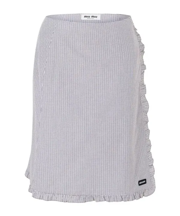 Miu Miu Plaid Midi Skirt - No