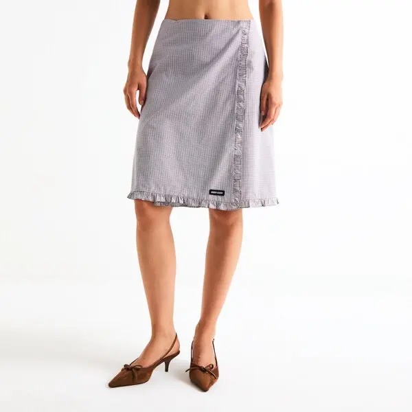 Miu Miu Plaid Midi Skirt - No