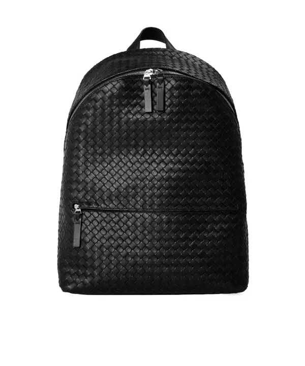 Bottega Veneta Woven Leather Backpack - Black