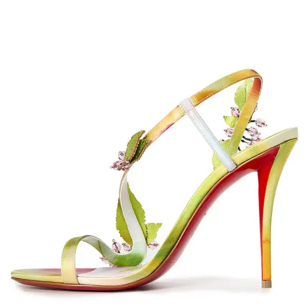 CHRISTIAN LOUBOUTIN Gradient Transparent Stiletto Sandals With Floral Embellishments