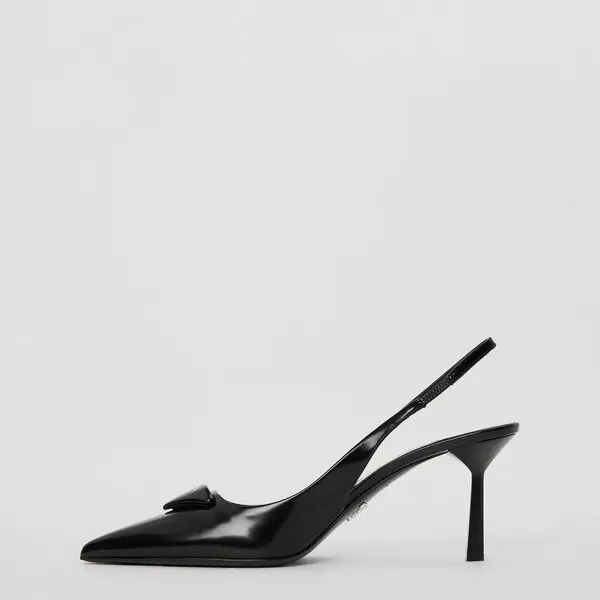 Prada Saffiano Patent Leather Slingback Pumps