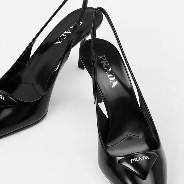 Prada Saffiano Patent Leather Slingback Pumps