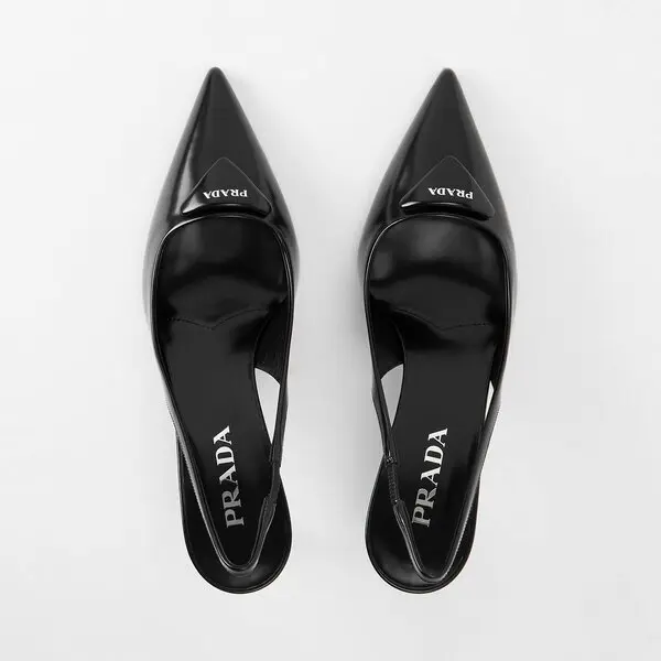 Prada Saffiano Patent Leather Slingback Pumps
