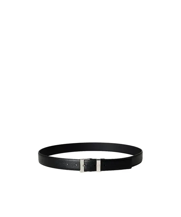 Gucci Formal Leather Belt With Silver Buckle