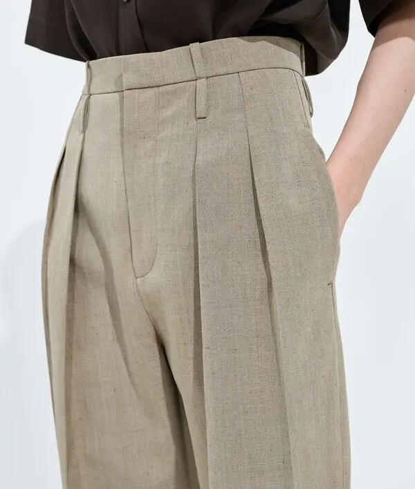 Bottega Veneta Wool And Linen Blend Tailored Trousers