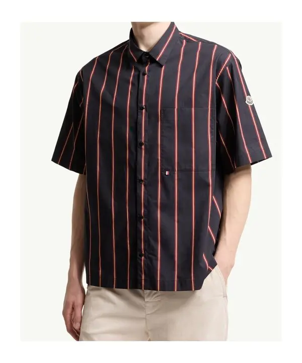 Moncler Striped Cotton Short Sleeve Shirt