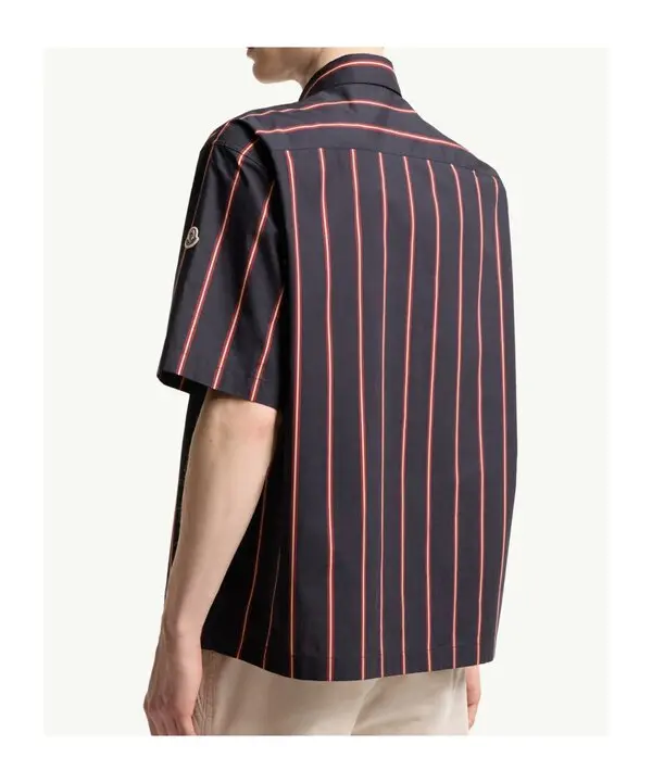 Moncler Striped Cotton Short Sleeve Shirt