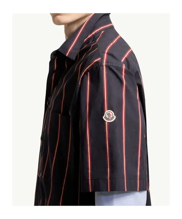 Moncler Striped Cotton Short Sleeve Shirt