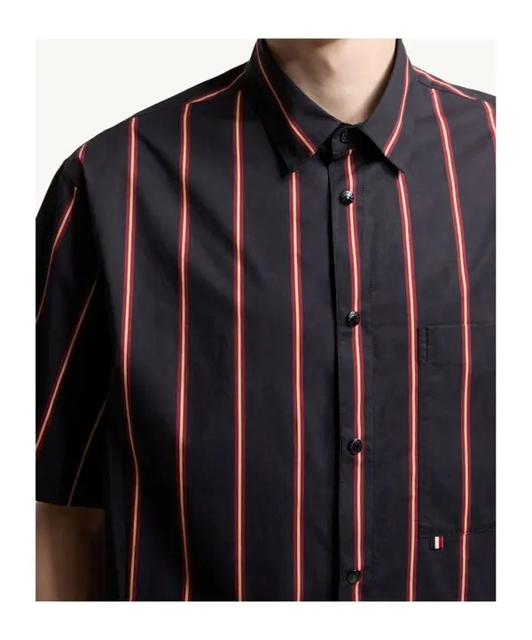 Moncler Striped Cotton Short Sleeve Shirt