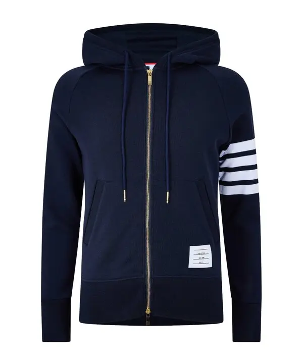 Thom Browne Classic Four-bar Zip Hooded Sweatshirt