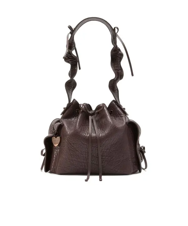 Acne Studios Ruffled Drawstring Shoulder Bag - Black