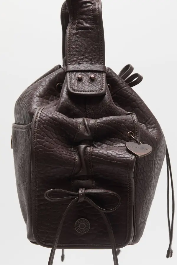 Acne Studios Ruffled Drawstring Shoulder Bag - Black