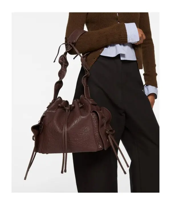 Acne Studios Ruffled Drawstring Shoulder Bag - Black