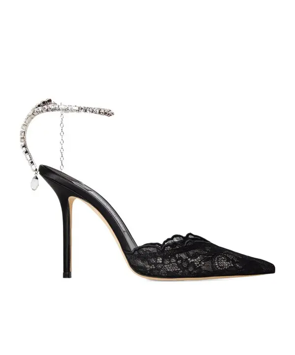 JIMMY CHOO Crystal Satin Saeda 100 Pumps - No
