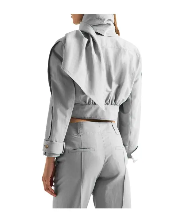 Chloé Cropped Leather Jacket With Integrated Scarf
