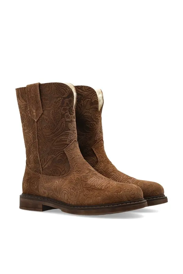 GOLDEN GOOSE Embossed Round Toe Boots