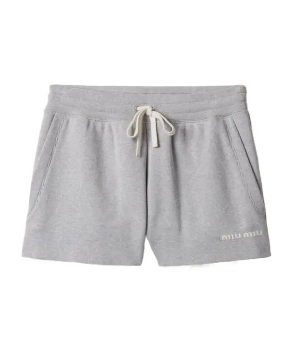 Miu Miu Logo Embroidered Drawstring Shorts - Grey