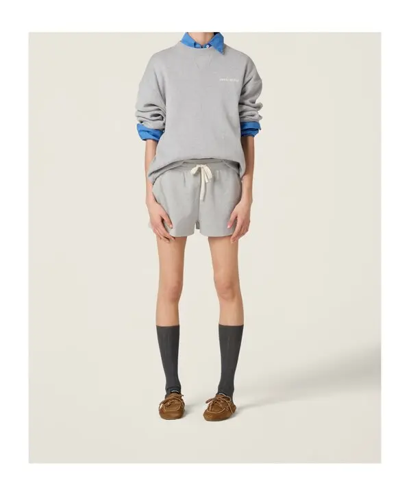 Miu Miu Logo Embroidered Drawstring Shorts