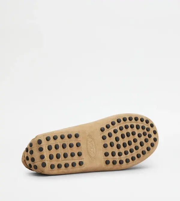TOD'S Gommino Suede Loafers With Woven Tie - Brown