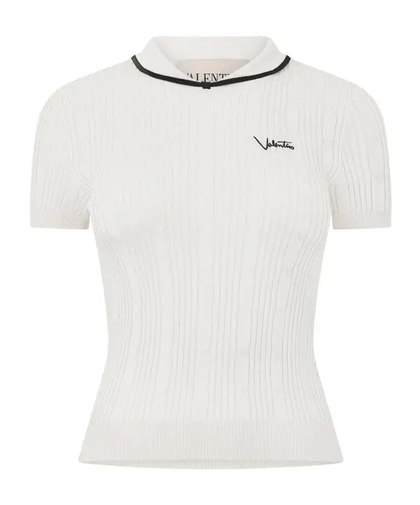 Valentino Garavani Ribbed Knit Short-sleeve Top - No