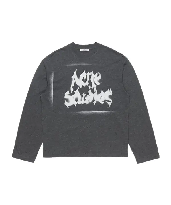 Acne Studios Logo-print Distressed Long-sleeve T-shirt