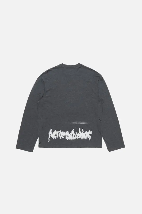 Acne Studios Logo-print Distressed Long-sleeve T-shirt