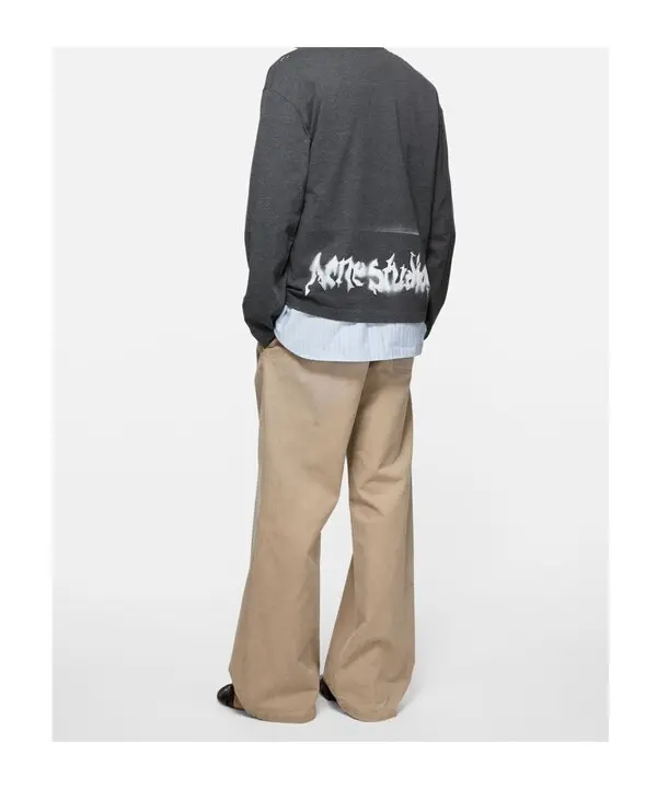 Acne Studios Logo-print Distressed Long-sleeve T-shirt