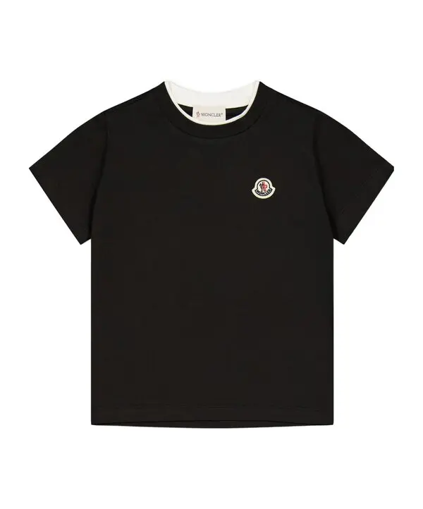 Moncler Crew Neck Cotton T-shirt With Emblem Patch - No