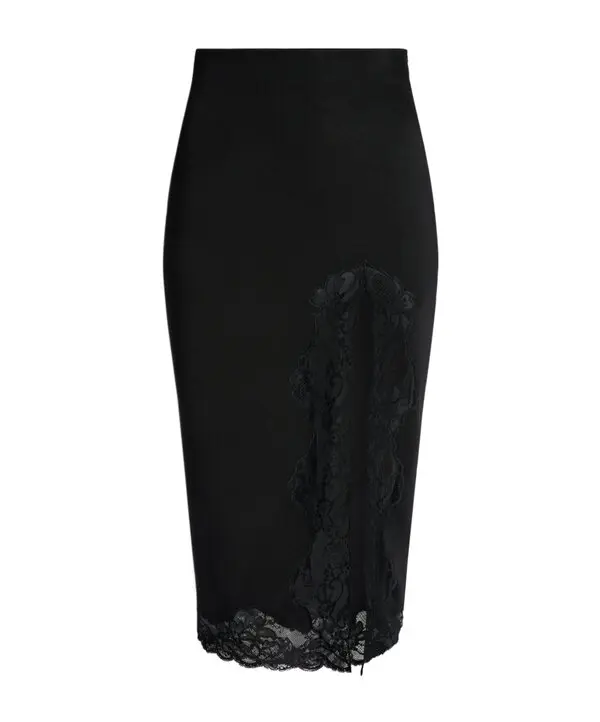 Balmain Lace Trim Knit Midi Skirt