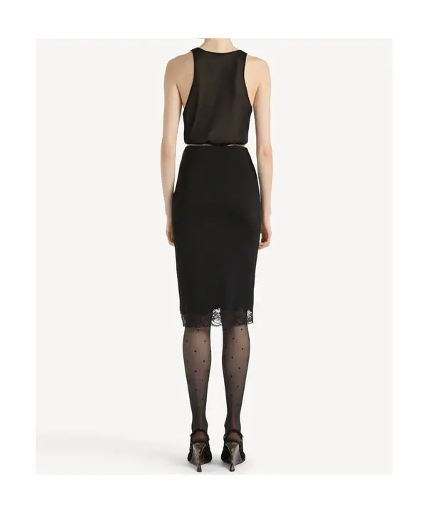 Balmain Lace Trim Knit Midi Skirt