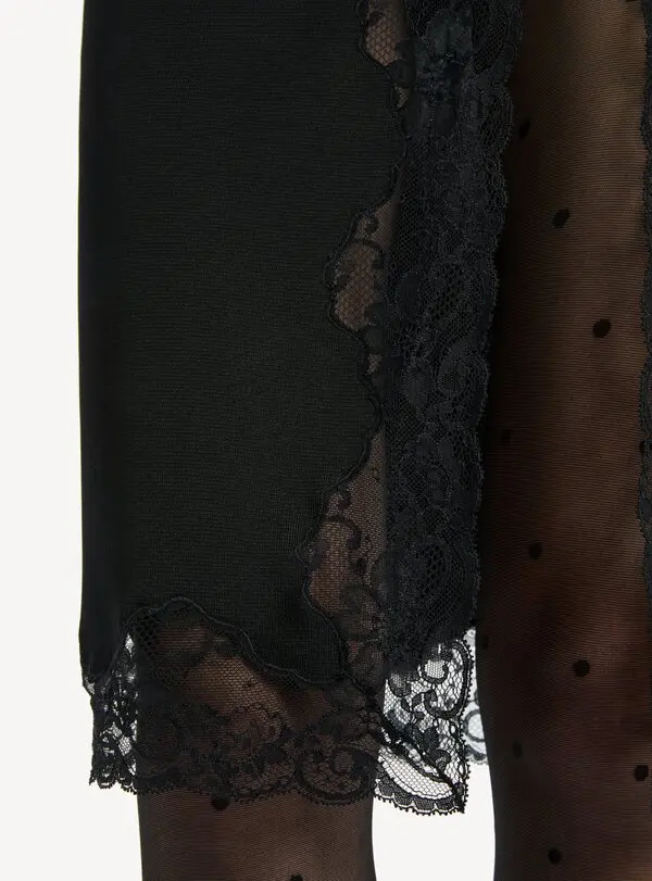 Balmain Lace Trim Knit Midi Skirt