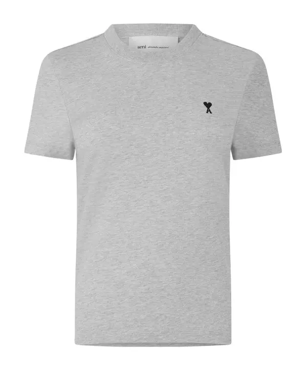 AMI Paris Light Heather Crew-neck Short-sleeve Tee - Grey