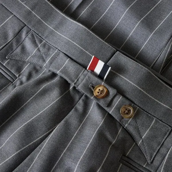 Thom Browne Mid-rise Straight Leg Tailored Trousers With Pinstripe