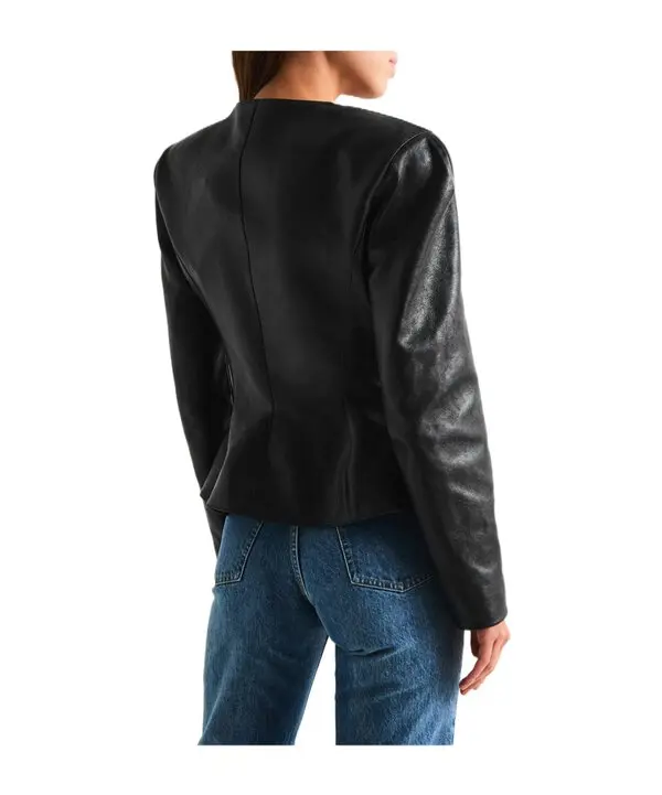 Magda Butrym Round Neck Leather Peplum Jacket