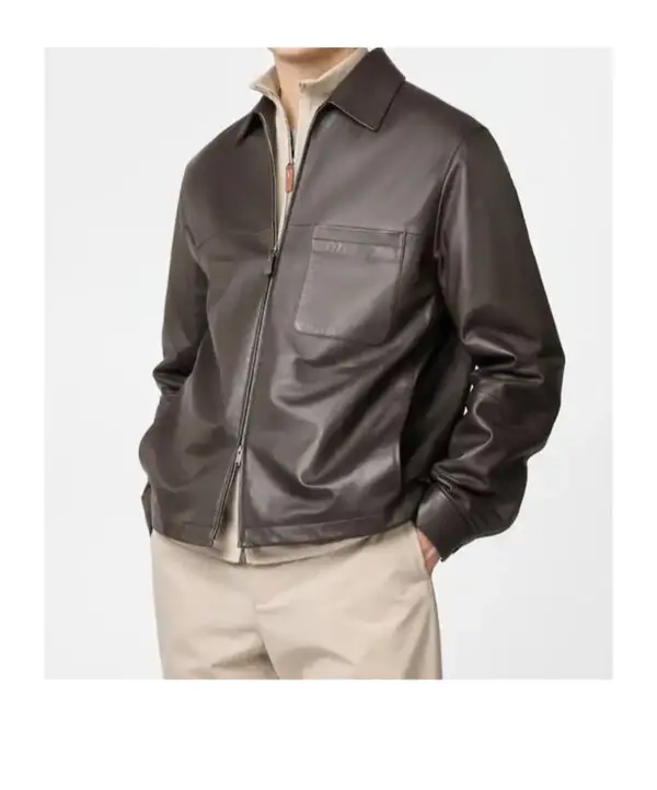 TOD'S Zipped Leather Overshirt