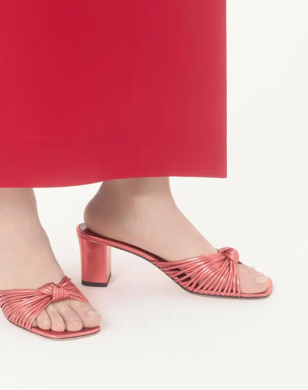 Valentino Garavani Annet Slide Sandal In Laminated Nappa 60mm