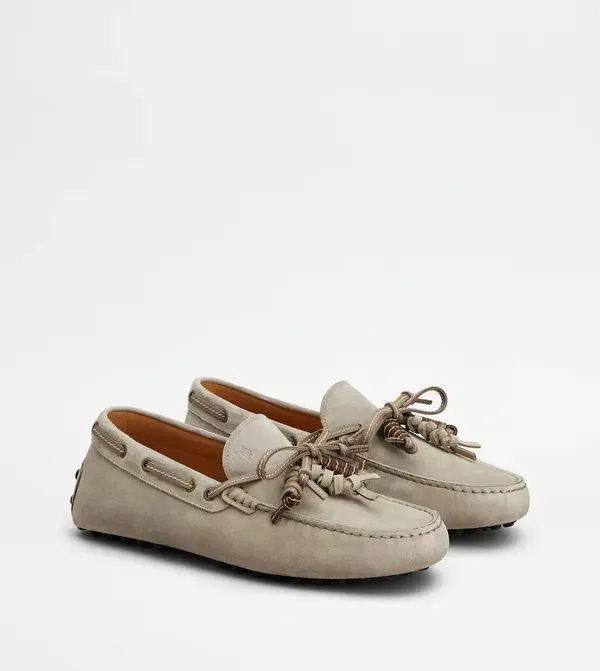 TOD'S Suede Gommino Loafers - Beige